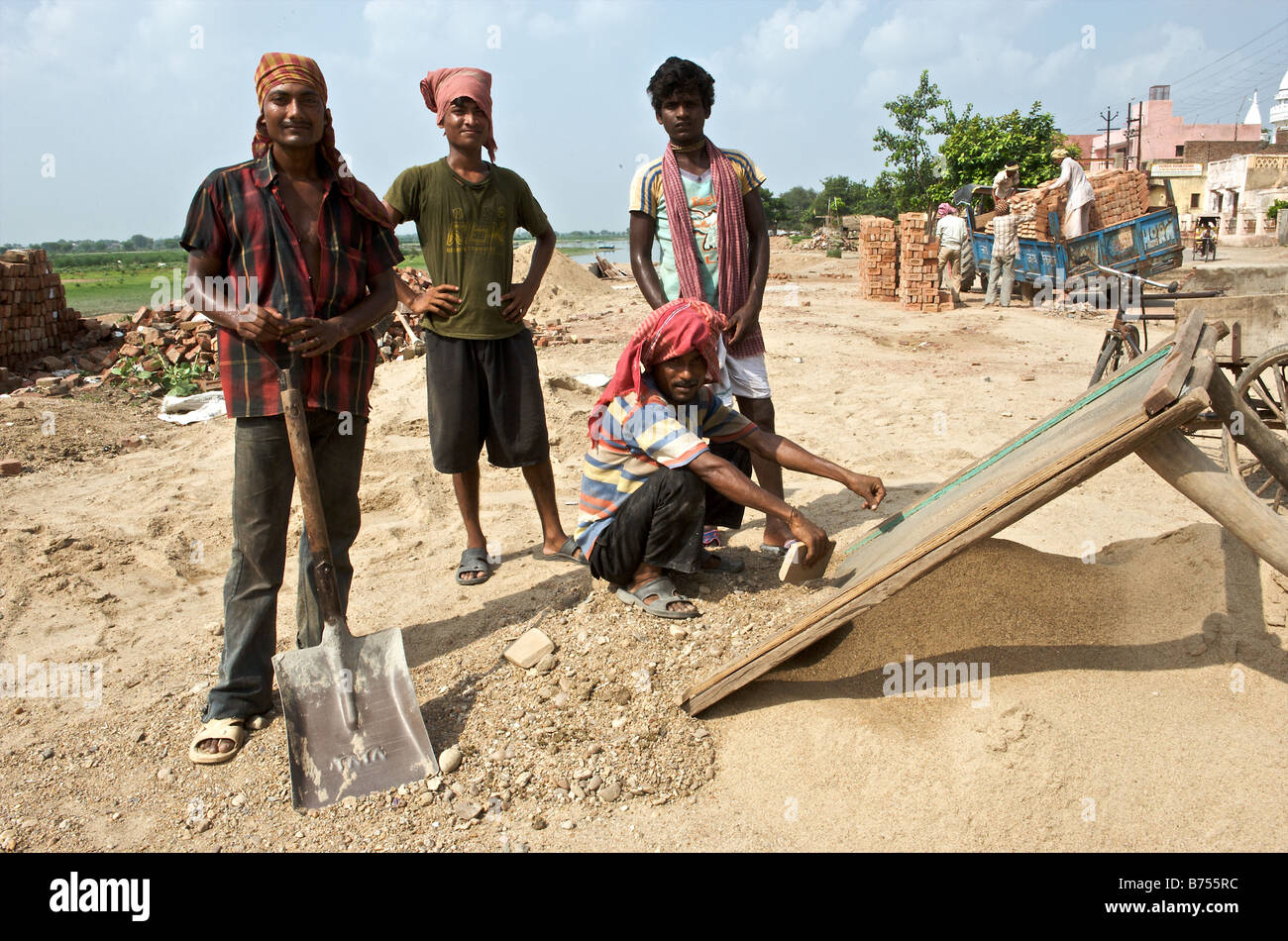 India Vrindavan bricks made out of clay from the Yamuna river Stock ...