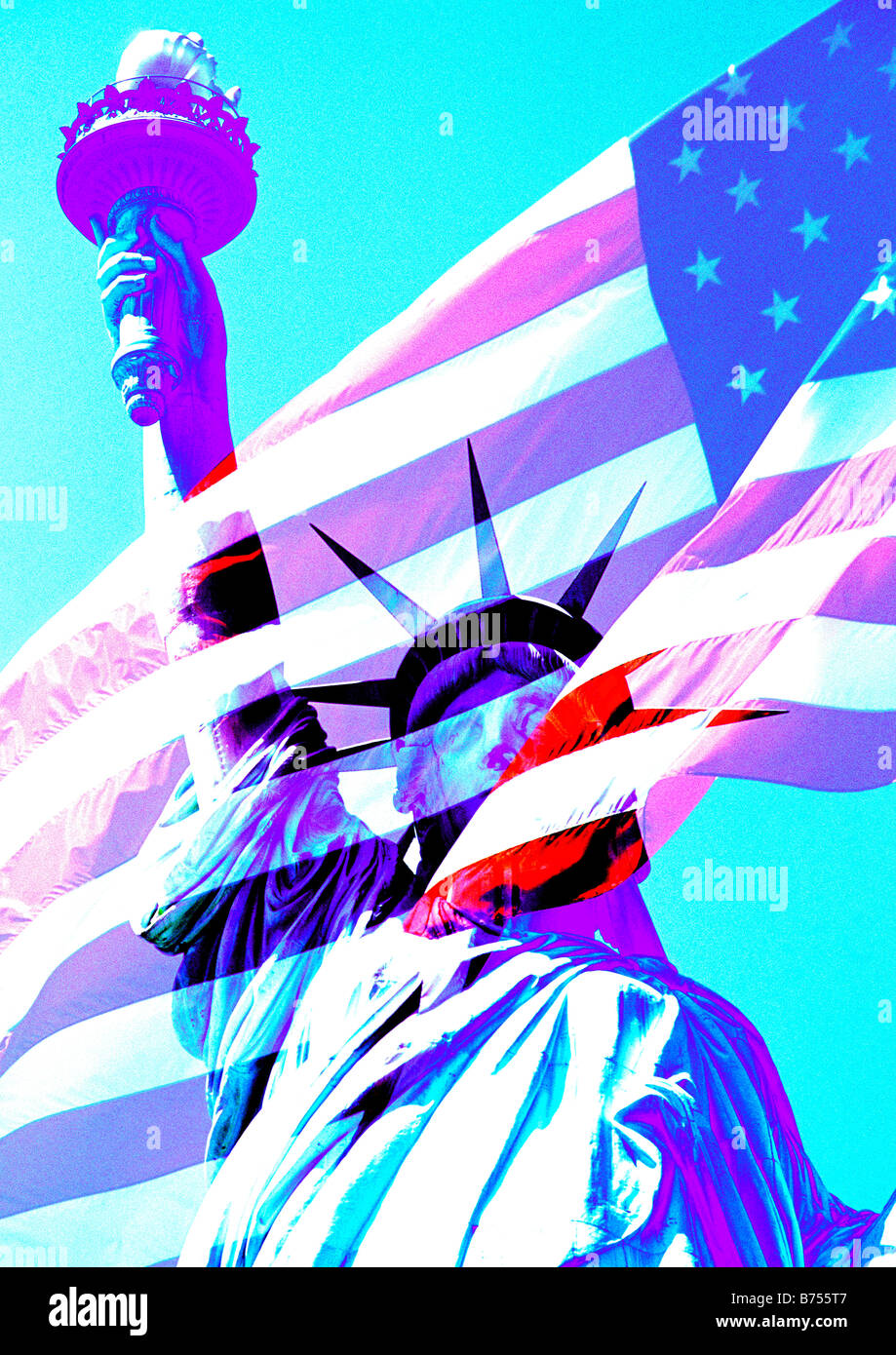 Statue of Liberty and American Flag montage Stock Photo - Alamy