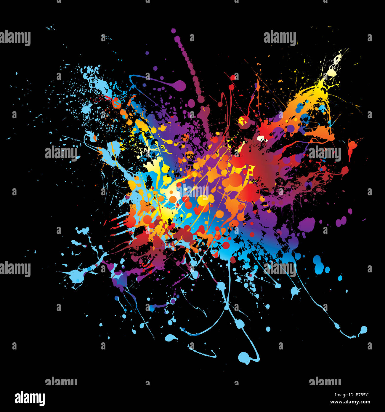 Colourful bright ink splat design with a black background Stock Photo ...