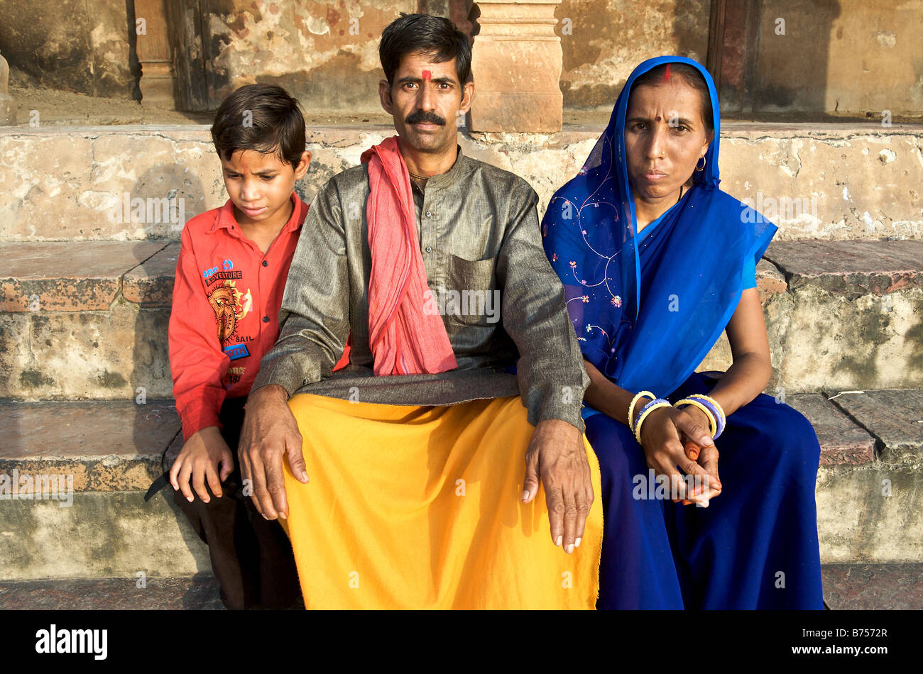 India Vrindavan a portrait of a small hindu family Stock Photo - Alamy