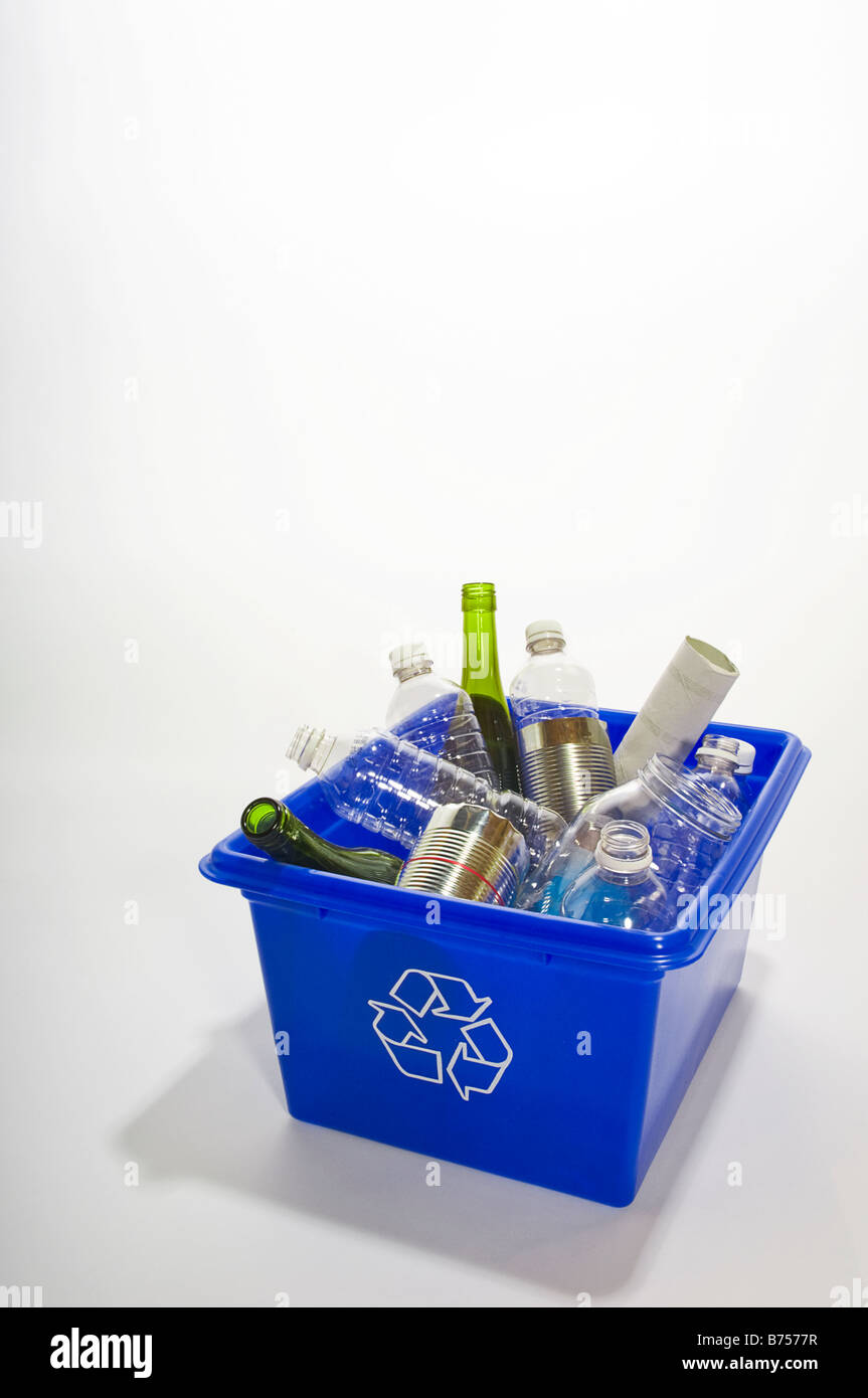 Blue box recycling Stock Photo - Alamy
