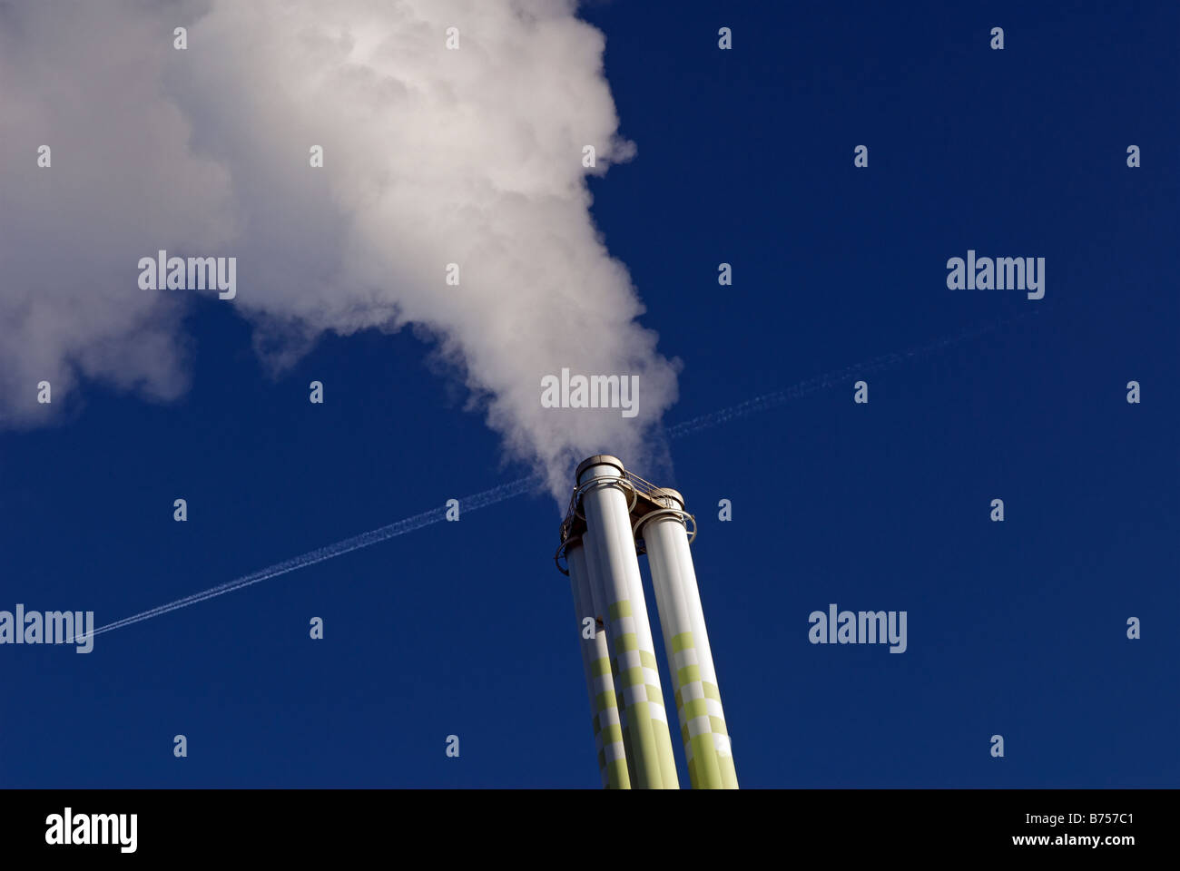 Emissions from the chimney of a commercial waste disposal incinerator ...