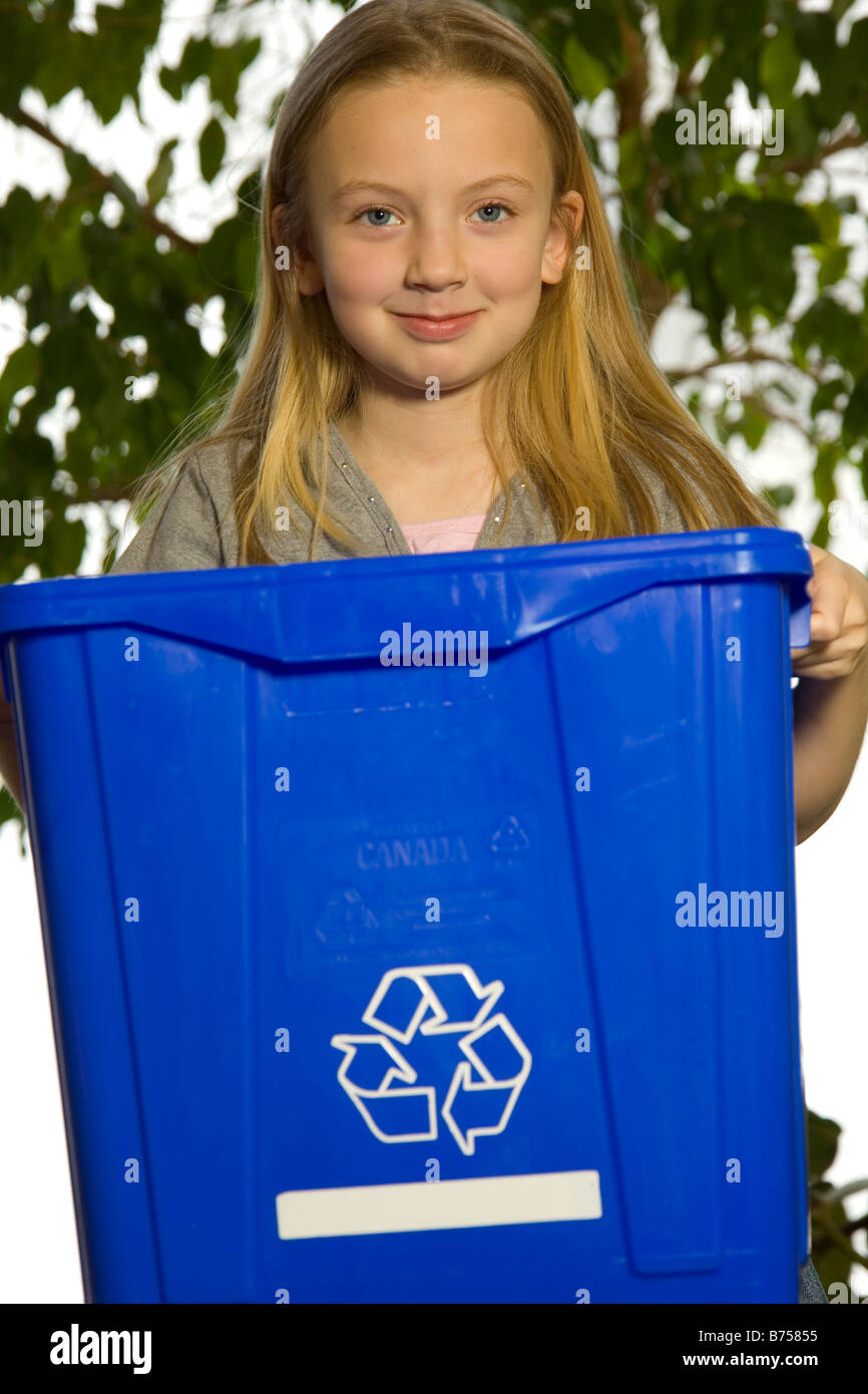 Young girl with blue box, Toronto, Canada Stock Photo - Alamy