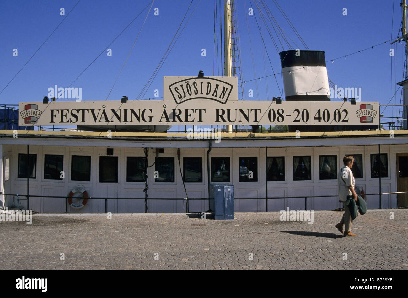Sjosidan steamship a guided sightseeing boat docked at port of ...