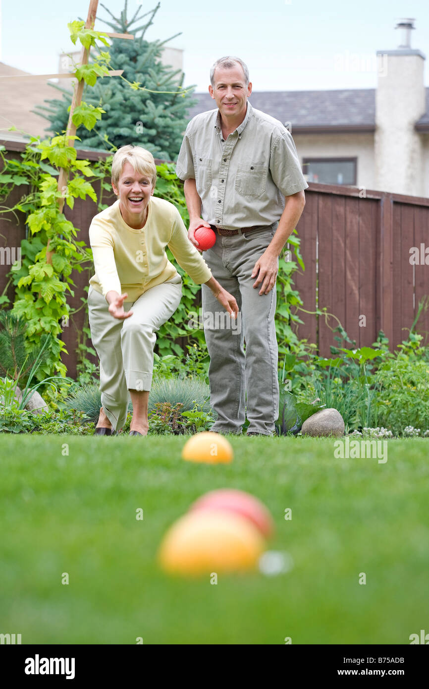 People playing bocce ball hi-res stock photography and images - Alamy