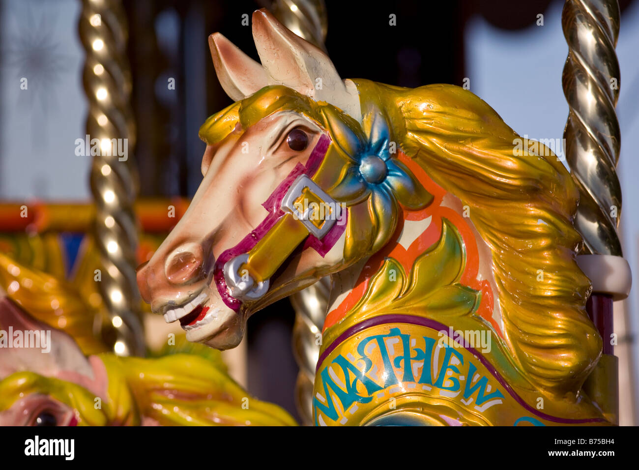 fairground carnival carousel ride horses Stock Photo - Alamy