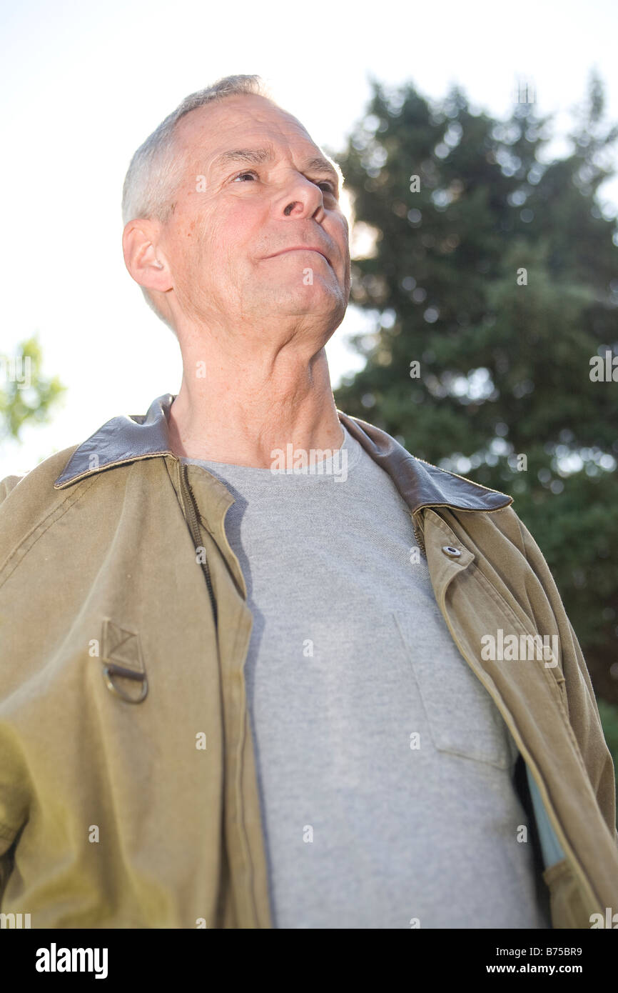 Low angle portrait senior man, Winnipeg, Canada Stock Photo - Alamy