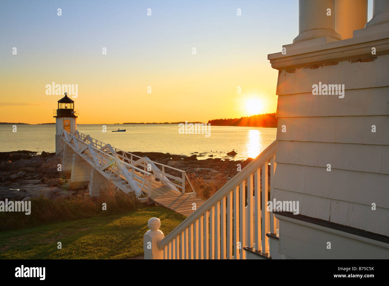 Marshall Point Light at Sunset, Port Clyde, Maine, USA Stock Photo - Alamy