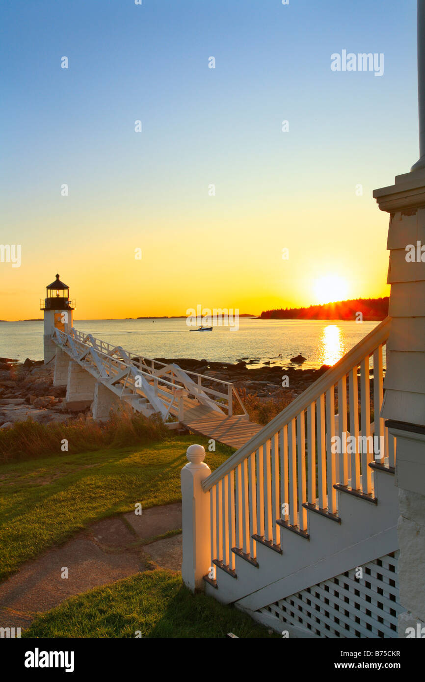 Marshall Point Light at Sunset, Port Clyde, Maine, USA Stock Photo - Alamy