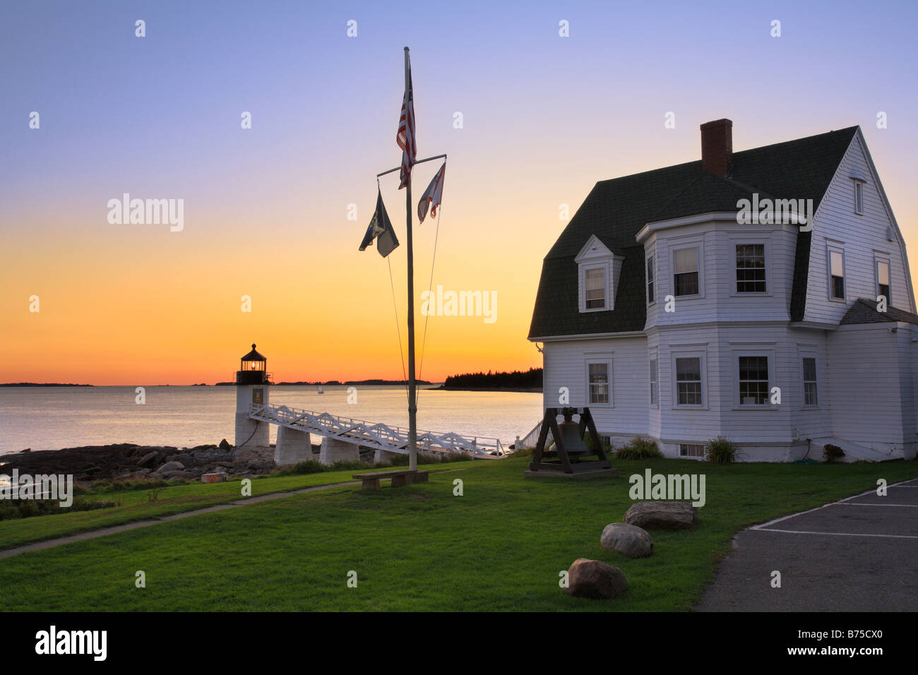 Marshall Point Light at Sunset, Port Clyde, Maine, USA Stock Photo - Alamy