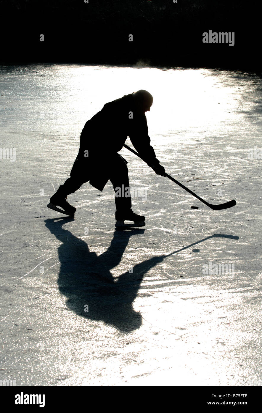 Families enjoy some ice hockey fun on the frozen over Falmer pond near ...