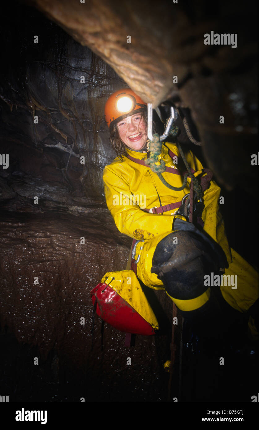 Woman caving spelunking cave hi-res stock photography and images - Alamy