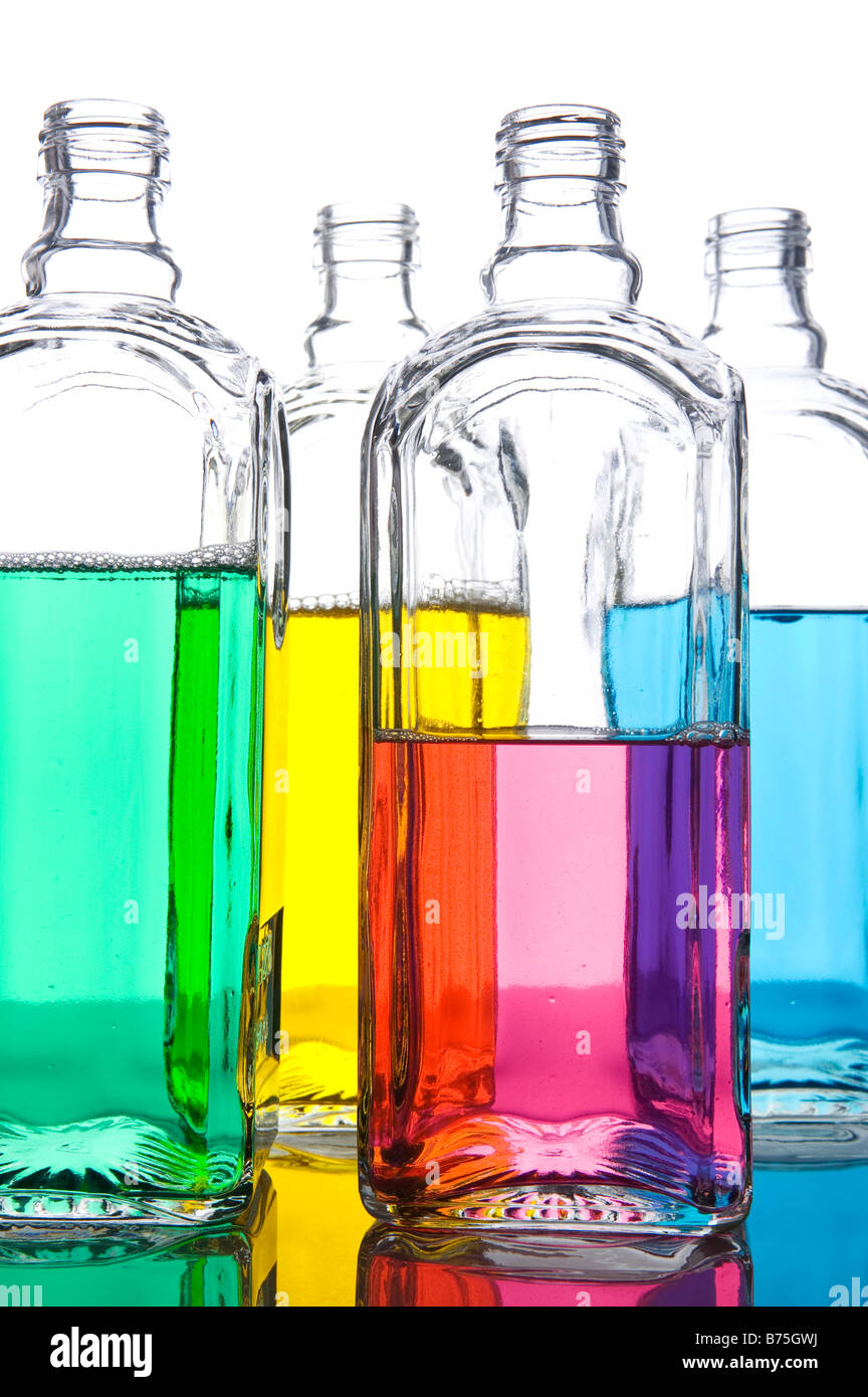 object on white Bottle with liquid Stock Photo - Alamy