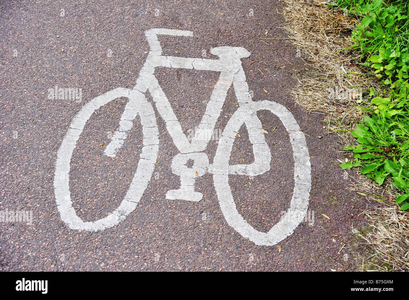 Sign on the road for a bicycle trail Stock Photo - Alamy