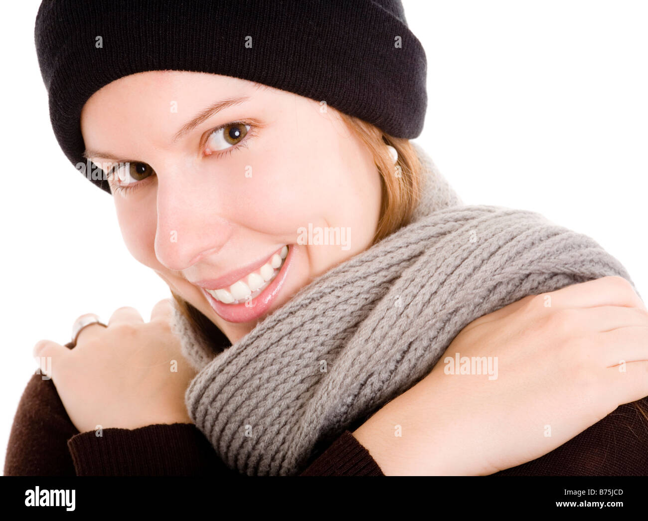 girl with cap and scarf Stock Photo - Alamy