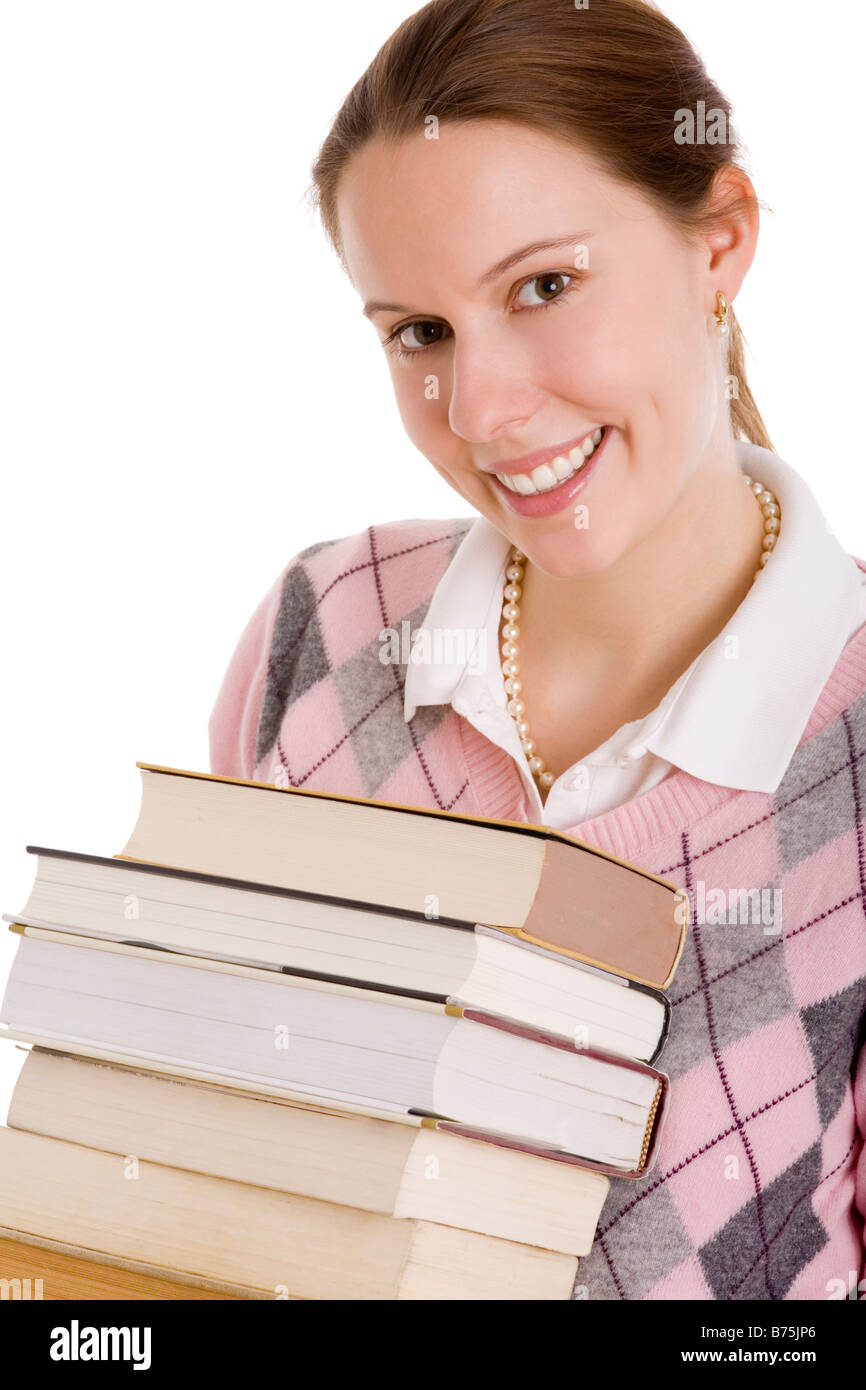 woman with books Stock Photo - Alamy
