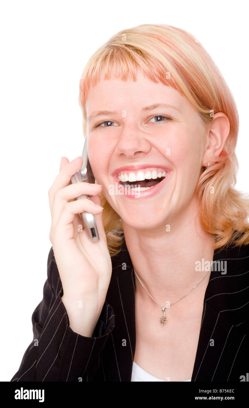 Talking blond woman in Cut Out Stock Images & Pictures - Alamy
