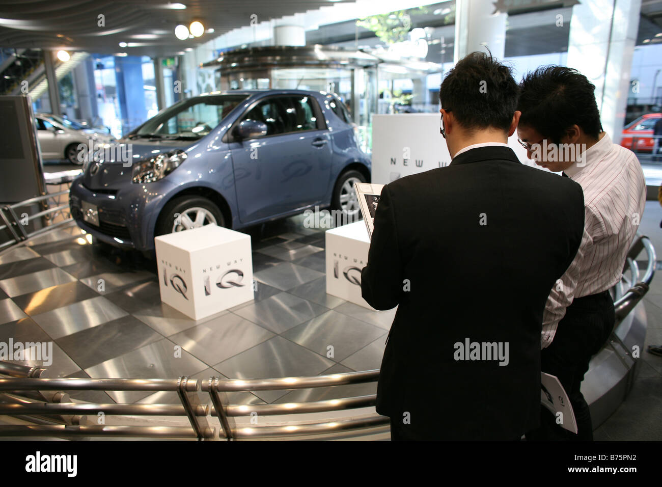 Toyota display hall in Tokyo where the latest models are being shown ...