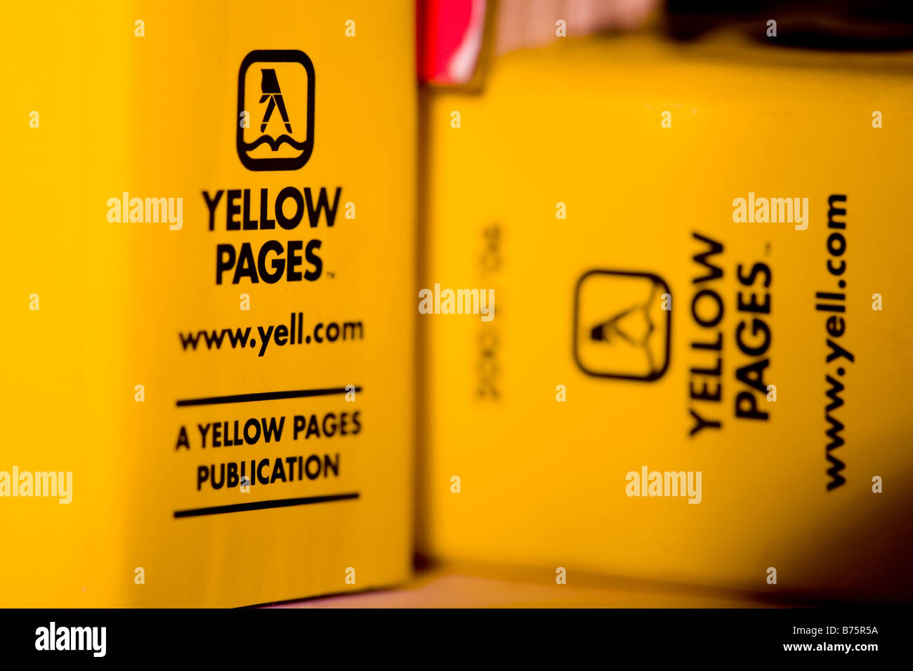 Yellow Pages telephone directory close up of sleeves with logo Stock ...