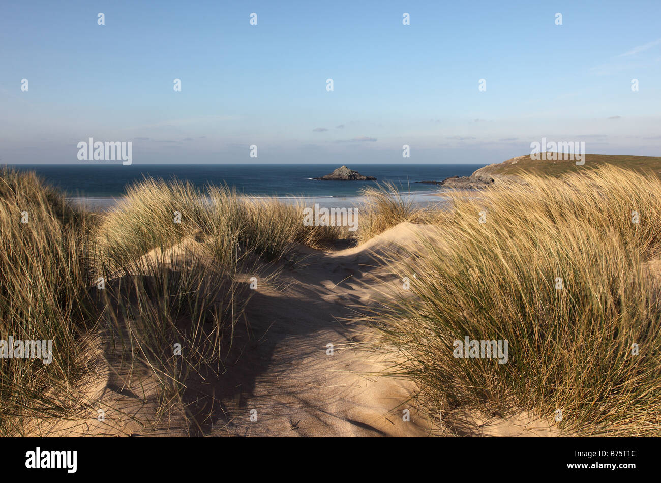 Crantock beach sand dunes in winter, Cornwall, England Stock Photo - Alamy