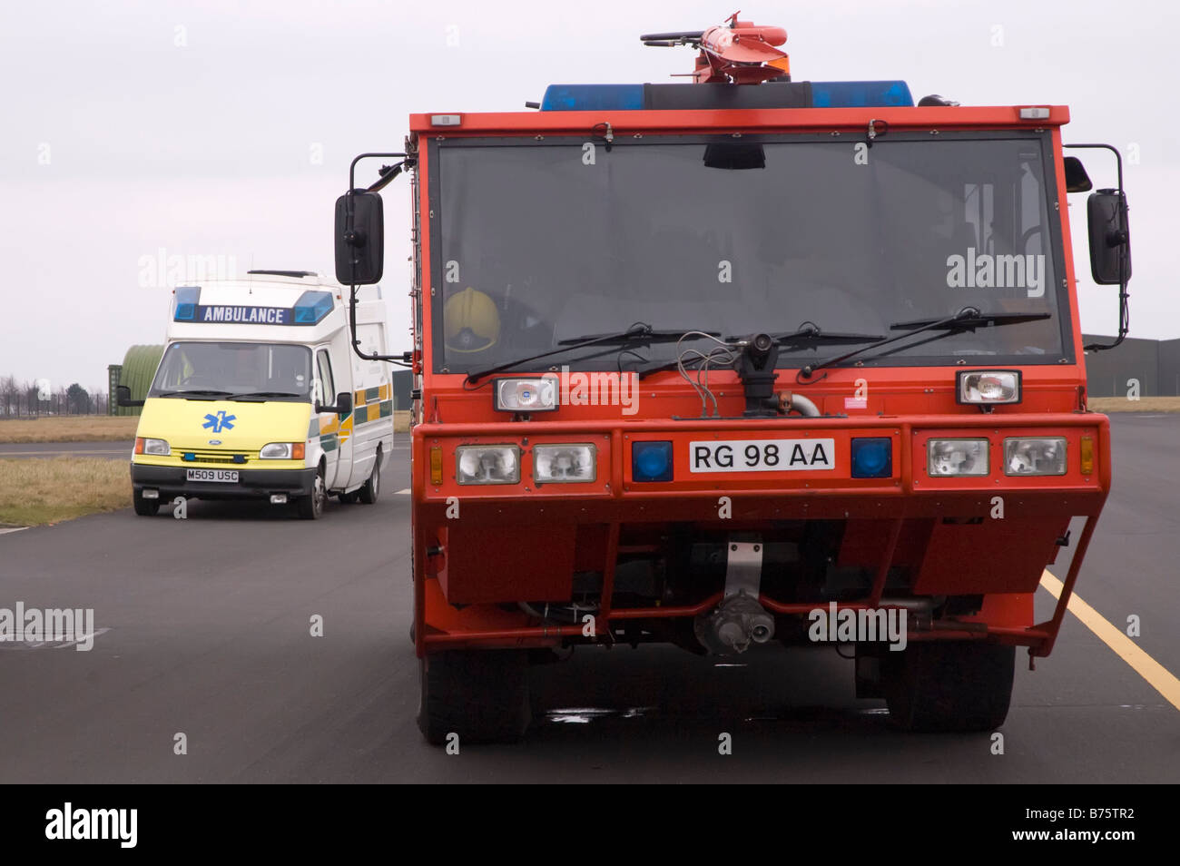 Ambulance and RAF Fire Engine Stock Photo - Alamy