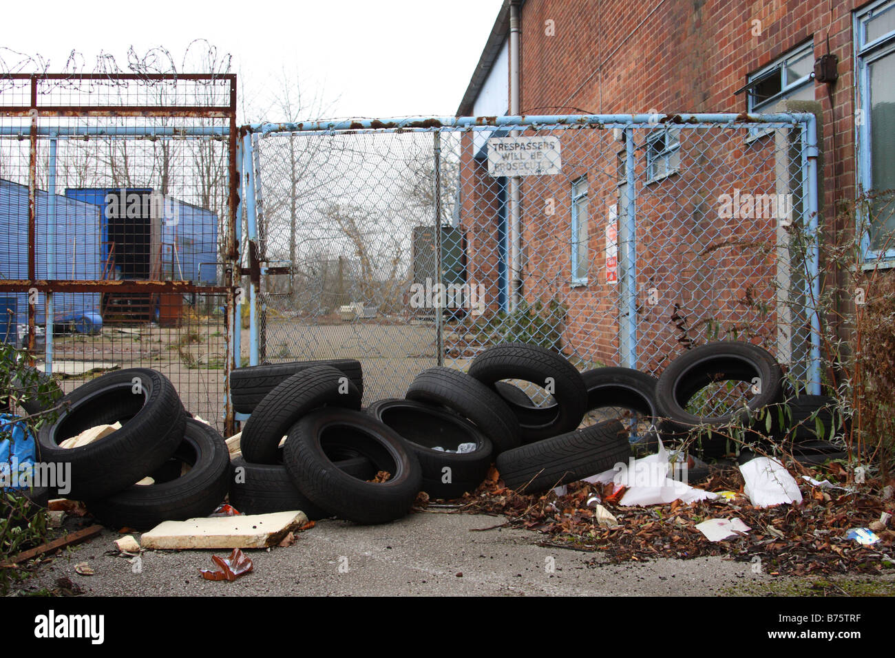 Fly tipping on an industrial estate in Nottingham, England, U.K Stock ...