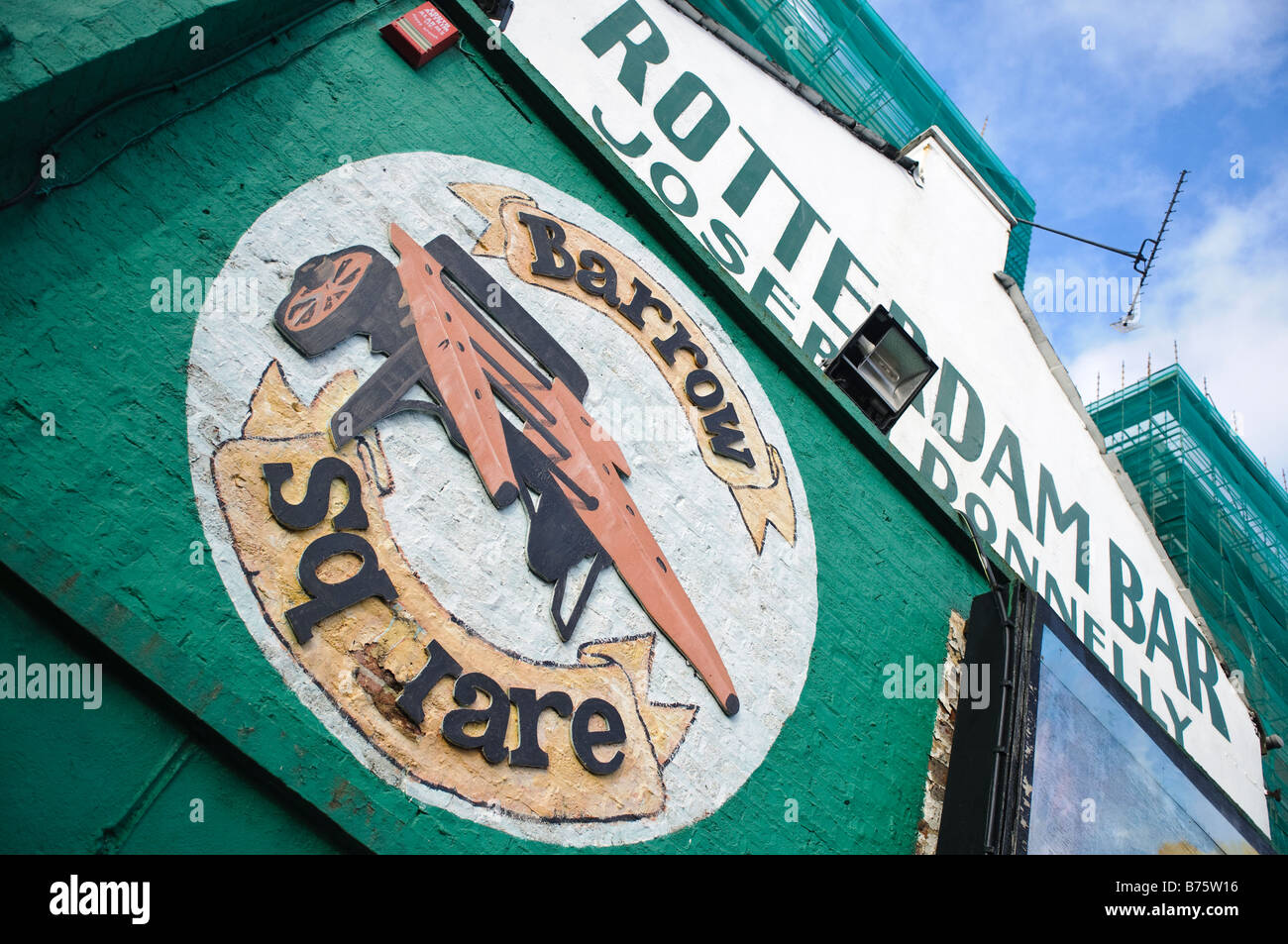 Rotterdam Bar, Belfast, owned and run by Chris Roddy. Sign for Barrow ...