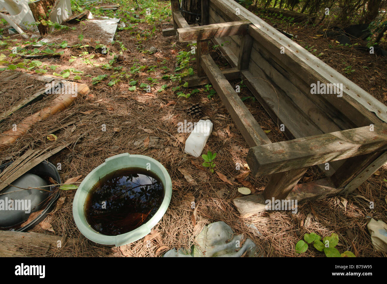 Rubbish waste and abandoned objects at a former tourist facility Spain ...