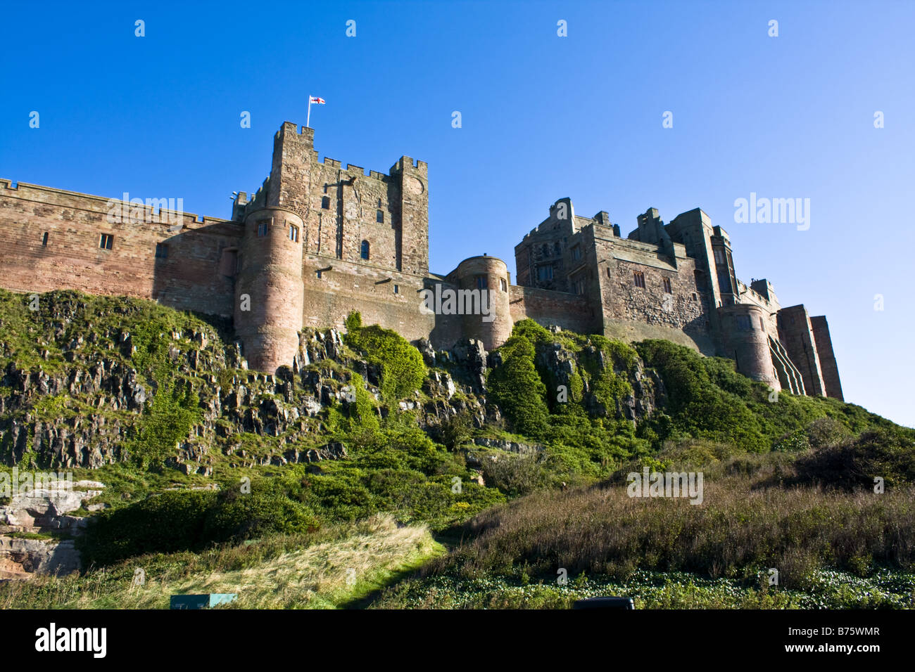 Bamburgh Castle in Northumberland on a clear day Stock Photo - Alamy