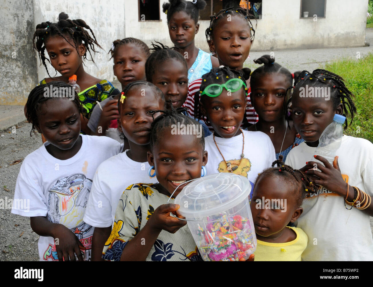 Group of 12 happy girls celebrate Liberia Independence Day Stock Photo ...