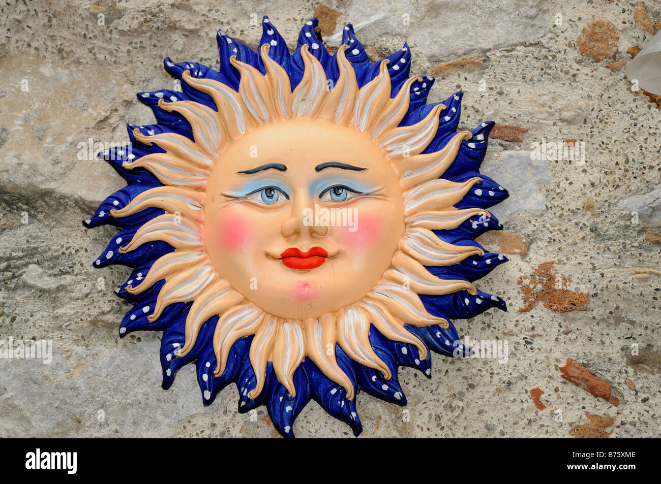 Beautiful painted terracotta pottery sun in Taormina, Sicily Stock ...