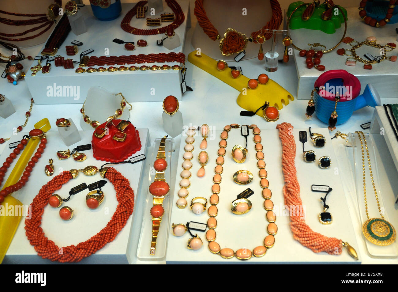 Coral Jewellery on display in Taormina, Sicily, Italy Stock Photo - Alamy