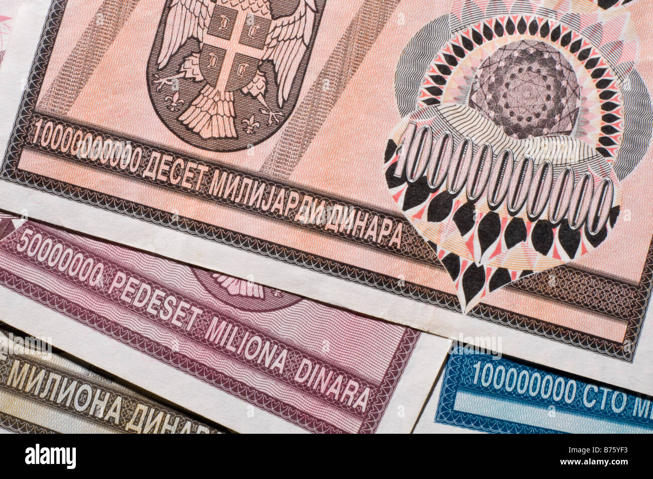 Banknotes from Krajina, Serbia during period of Hyperinflation, 1993 ...