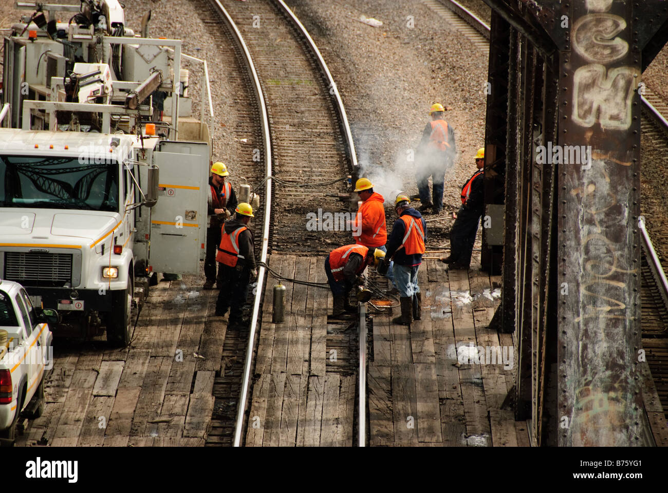 Rail Crew doing maintance Stock Photo - Alamy