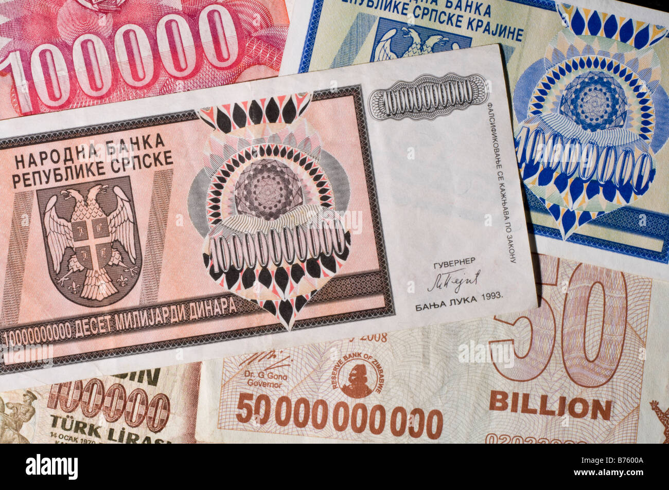 Large denomination Hyperinflation Banknotes from Serbia, Turkey ...