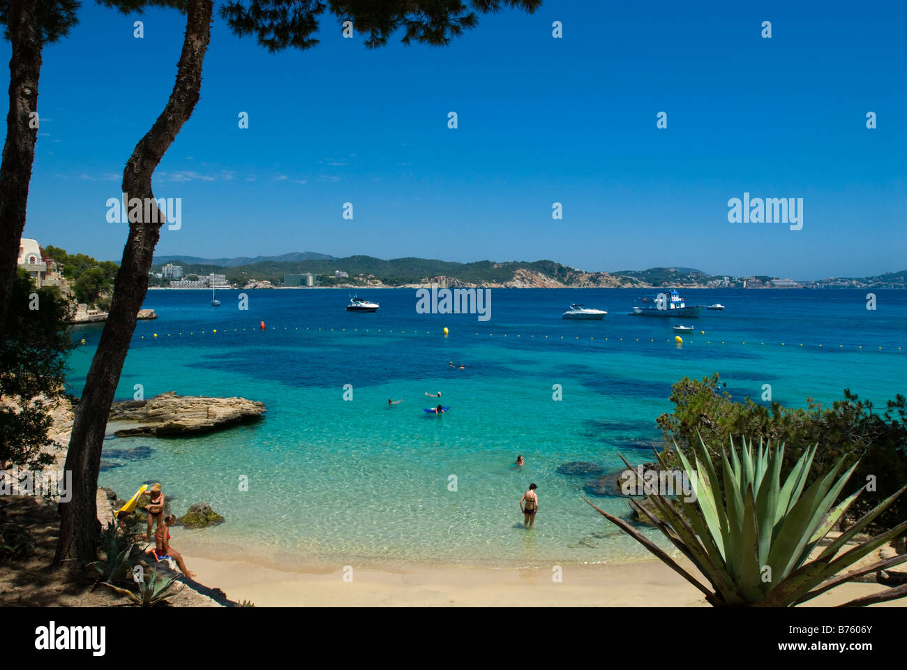Sandy beach at Cala Fornells, Paguera, Mallorca, Balearics, Spain Stock ...