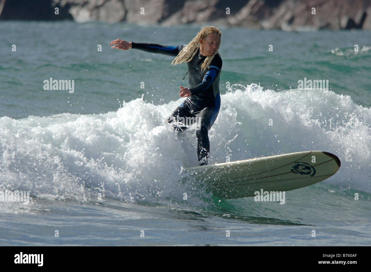 Ben Hanbury surfing West Dale Stock Photo - Alamy