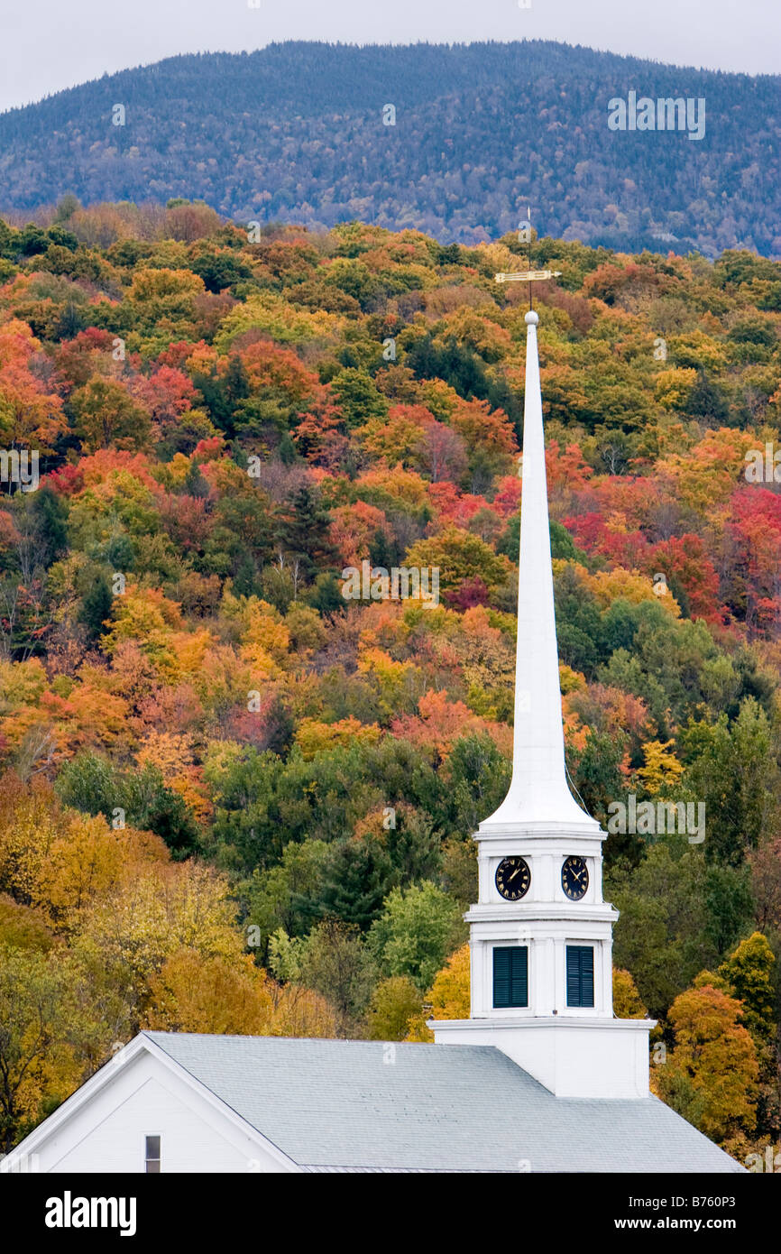 A white church in central Vermont USA October 5 2008 Stock Photo - Alamy