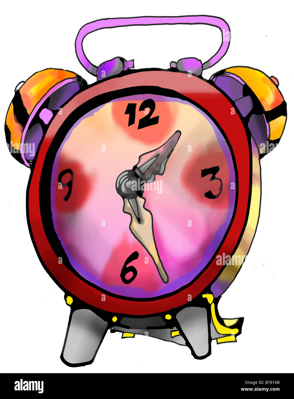 illustration of a vintage alarm clock Stock Photo - Alamy