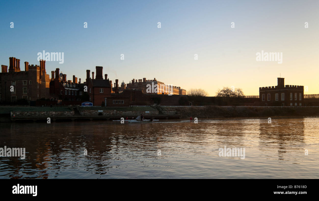 Hampton Court from the river Thames. Morning light Stock Photo - Alamy