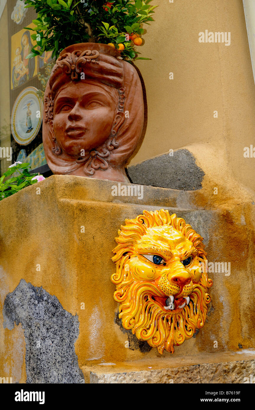Pottery head planter in Taormina, Sicily, Italy Stock Photo - Alamy