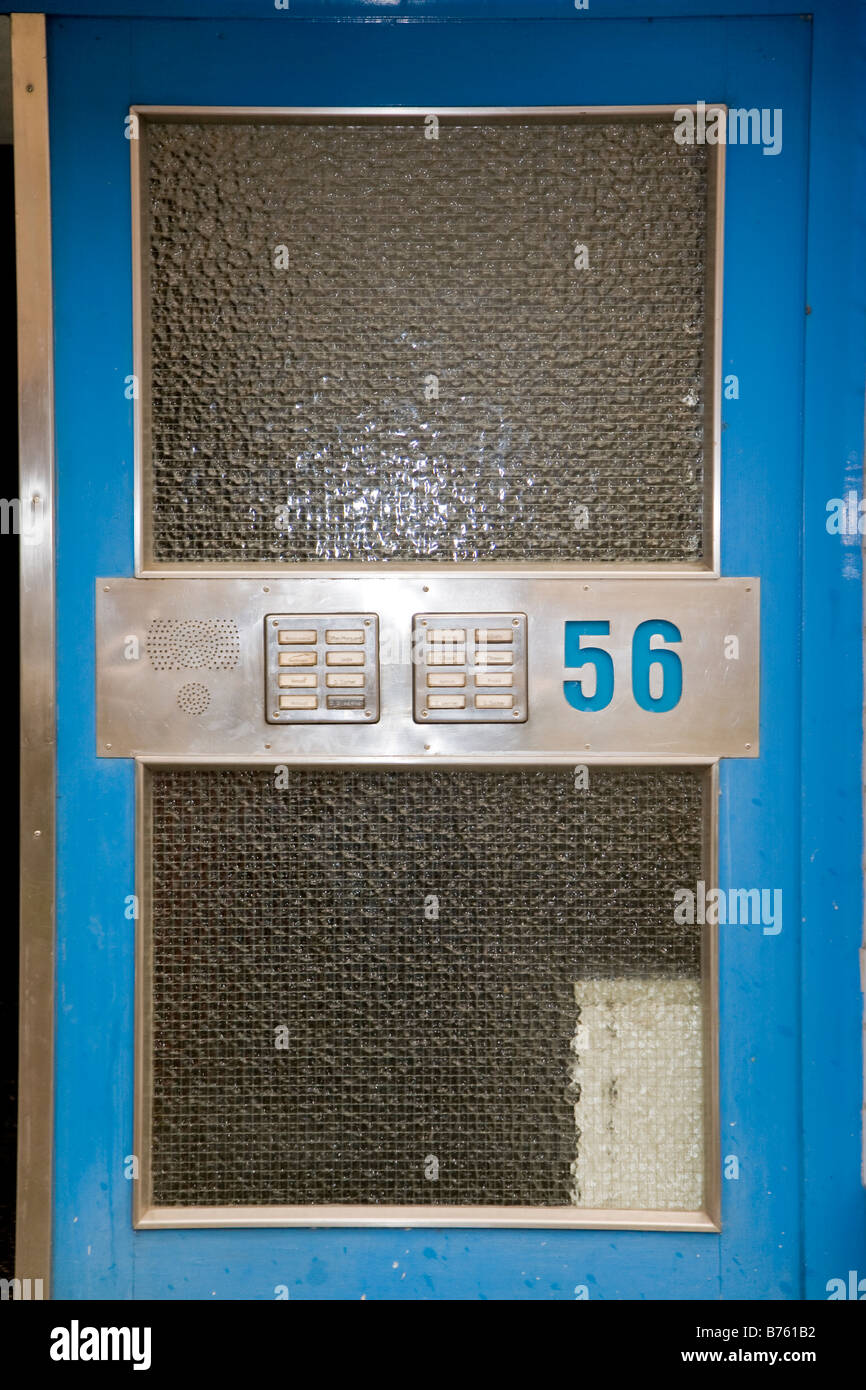 Blue doorway with the number 56 Stock Photo - Alamy