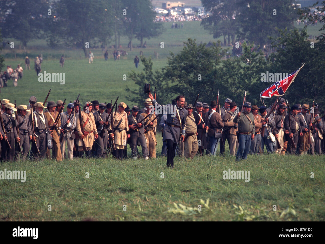 Confederate troops advancing. 135th anniversary of the battle of ...