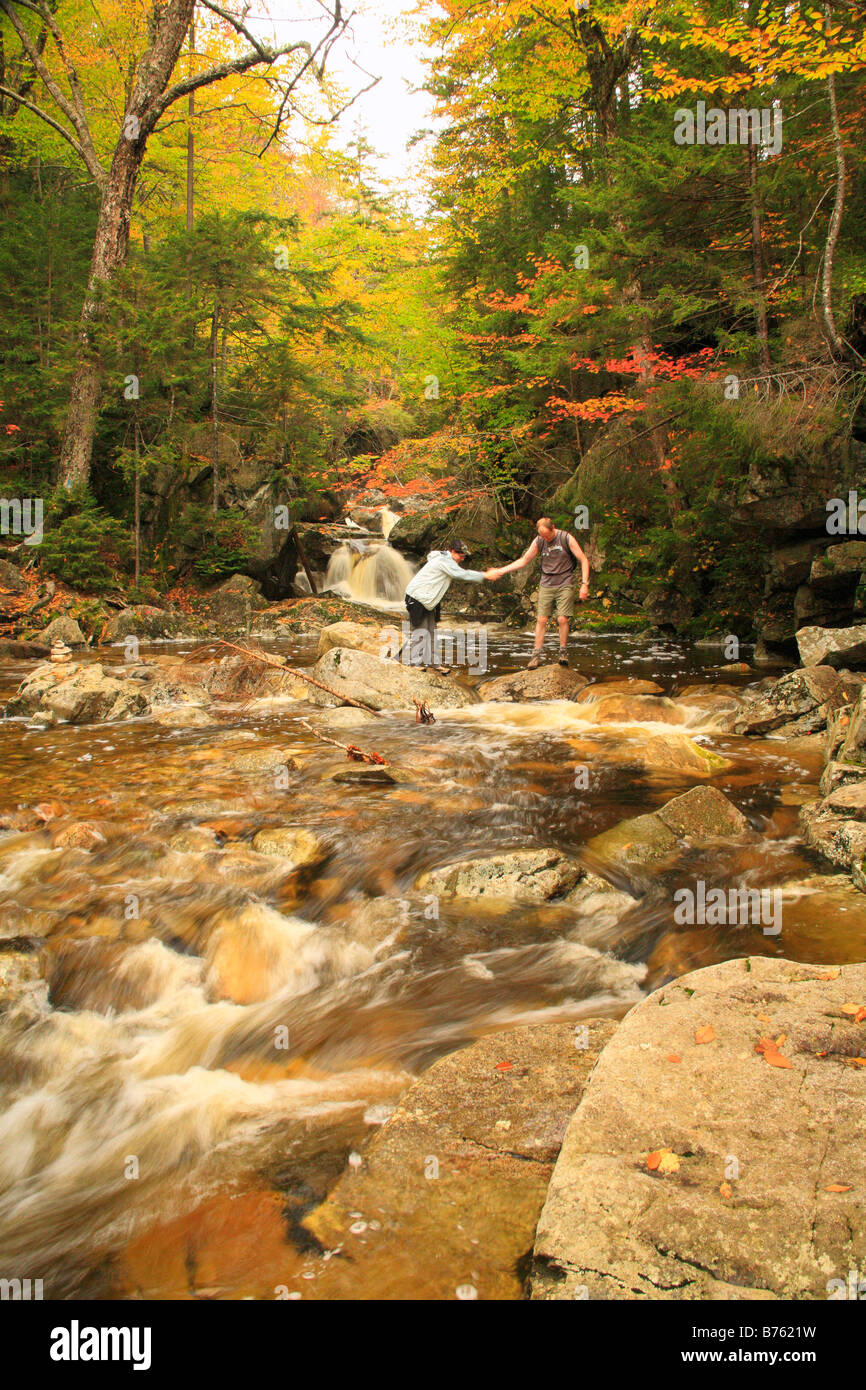 Hikers Cross Cascade Brook on Cascades-Basin Trail, Appalachain Trail ...