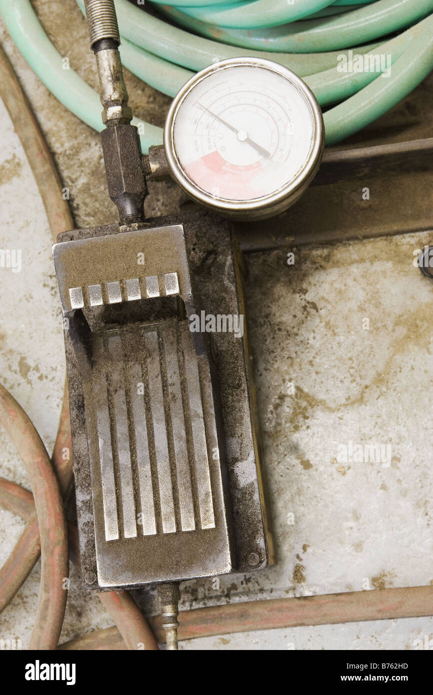 High angle view of a machine with a pressure gauge Stock Photo - Alamy