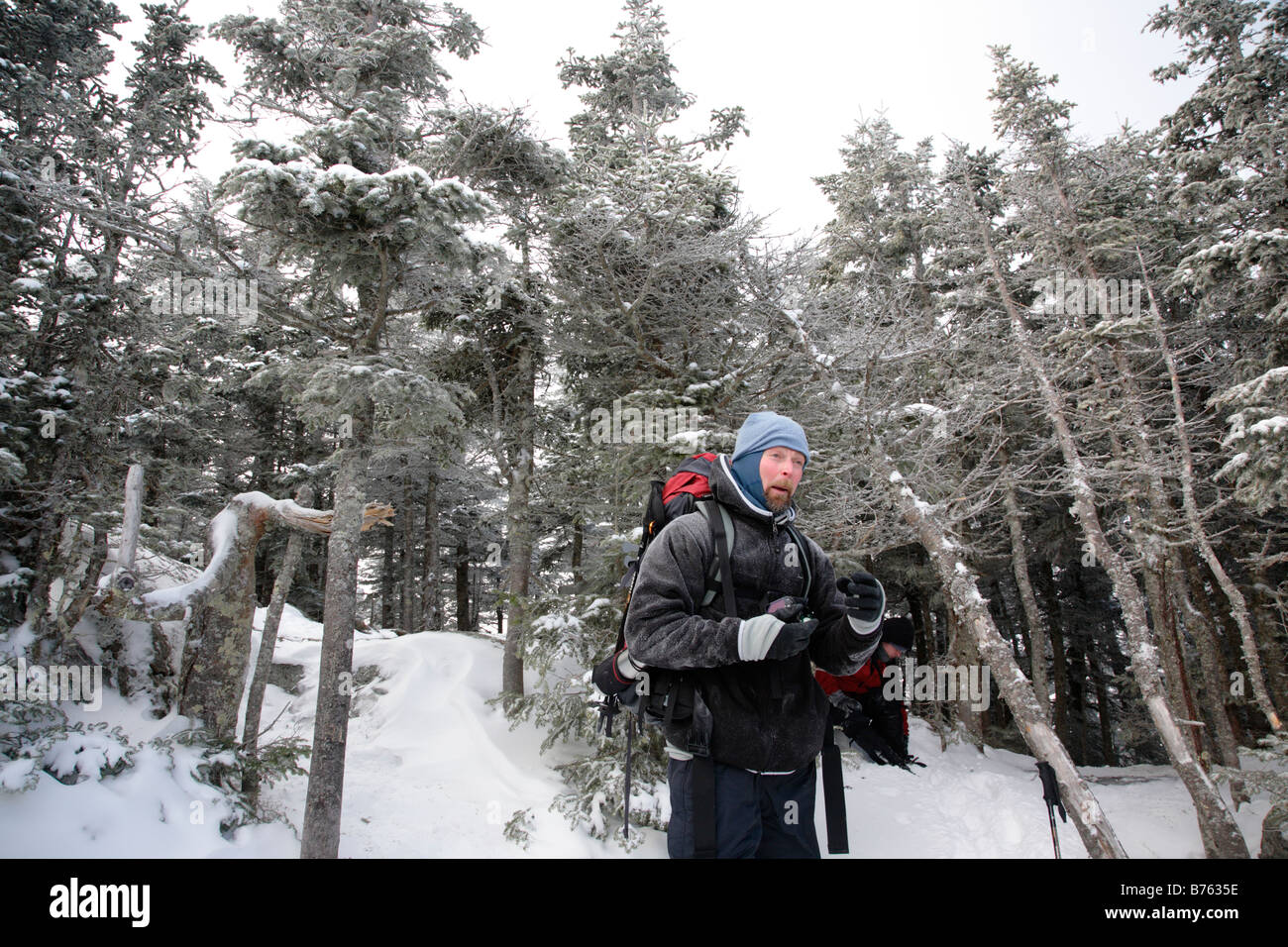 Hiker on the summit of Mount Tecumseh during the winter months Located ...