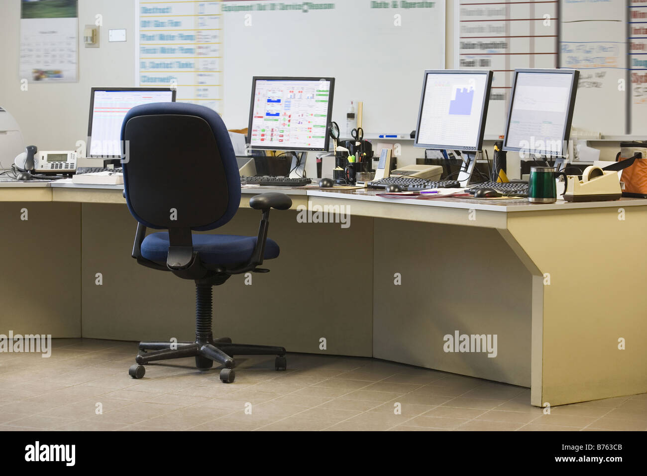 Interiors of an empty control room Stock Photo - Alamy