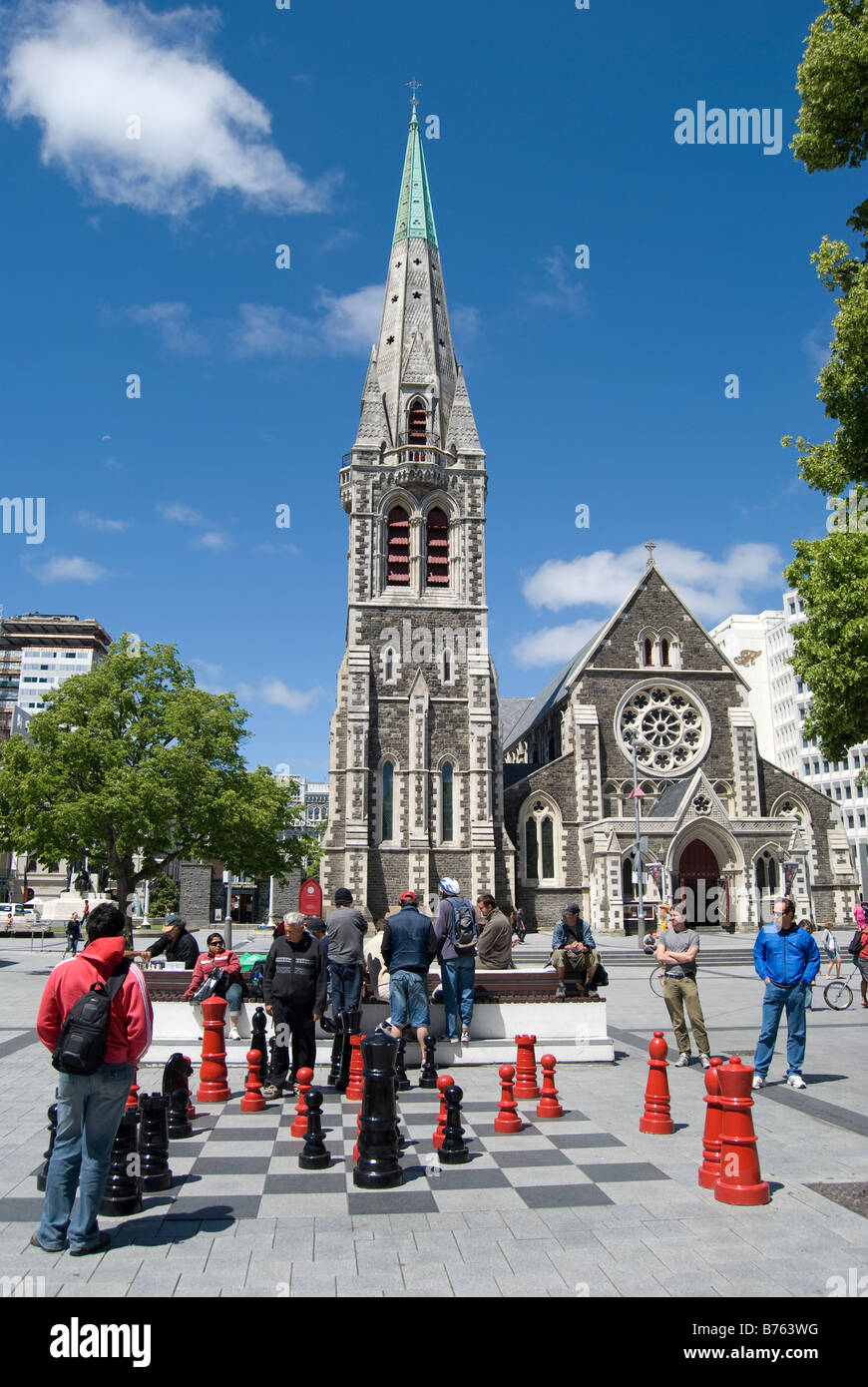 Christ Church Cathedral and outdoor giant chess board, Cathedral Square ...