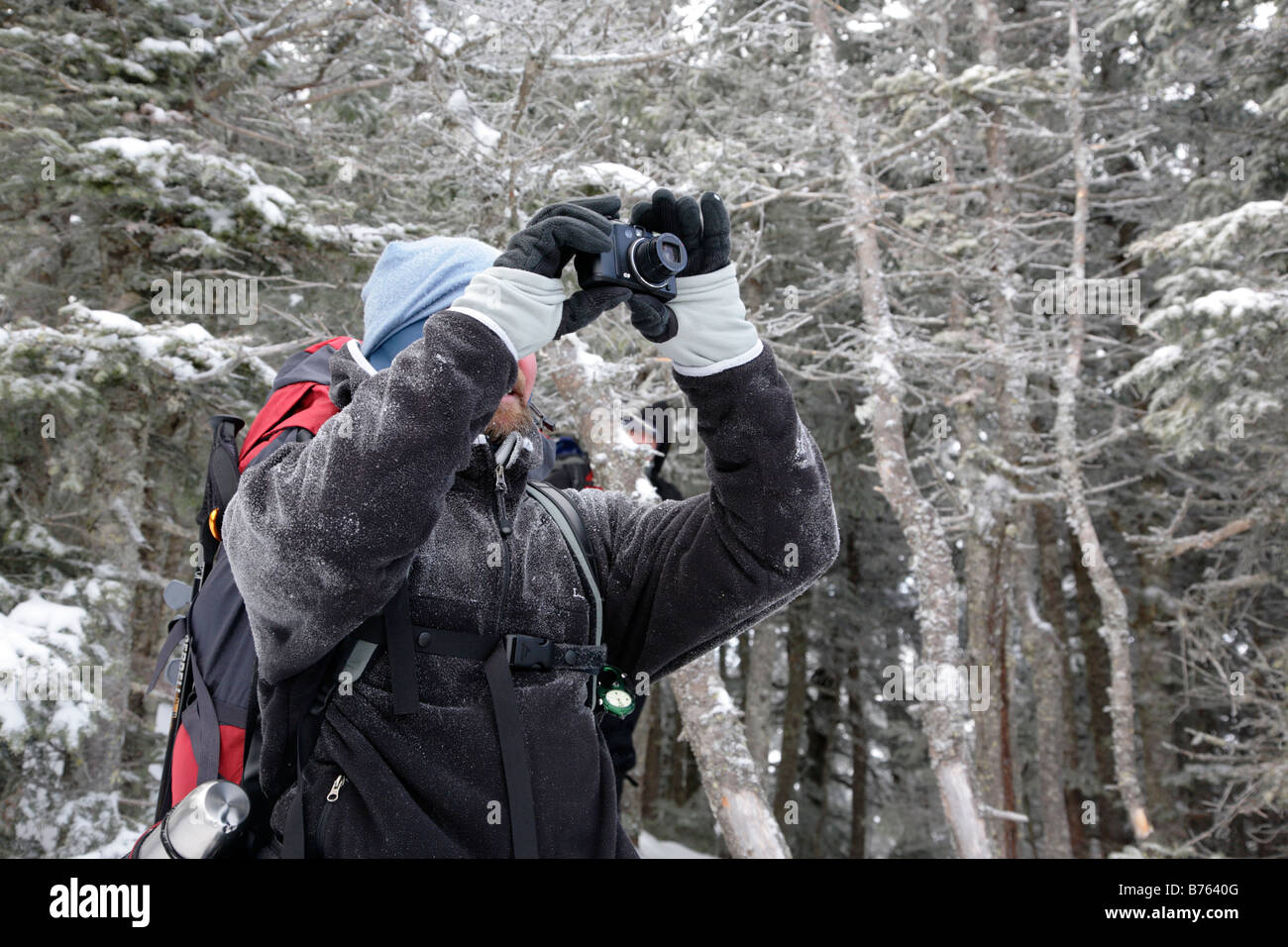 Hiker on the summit of Mount Tecumseh during the winter months Located ...