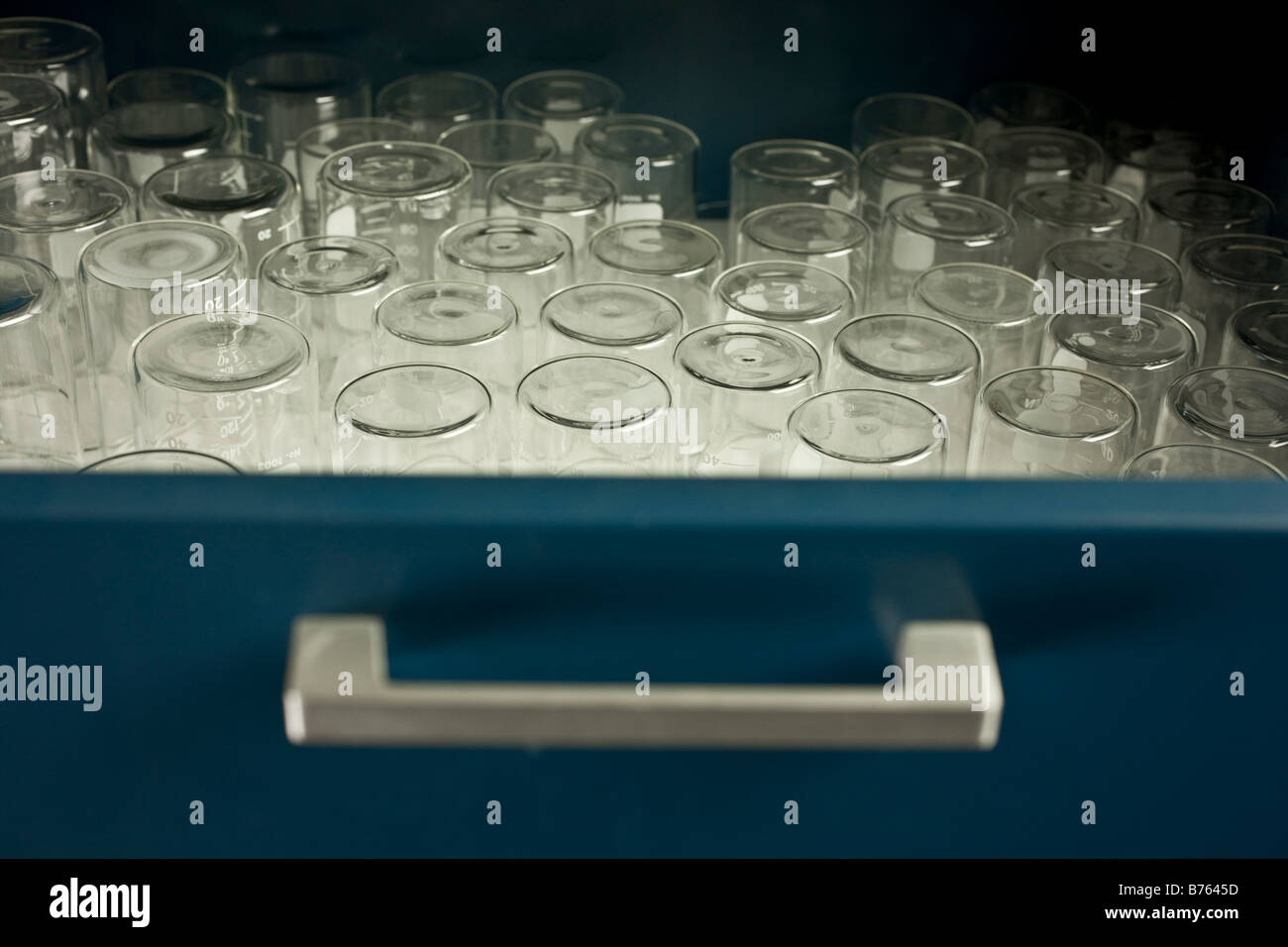 Laboratory beakers in drawer Stock Photo - Alamy